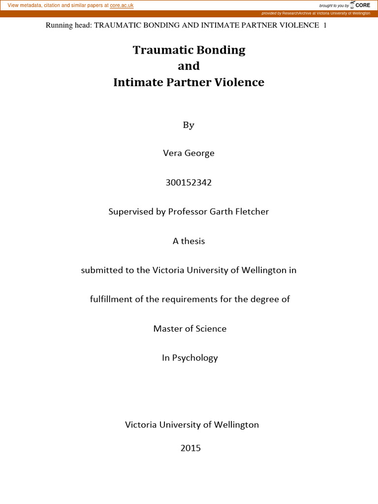 Traumatic Bonding and Intimate Partner Violence: by Vera George | PDF ...