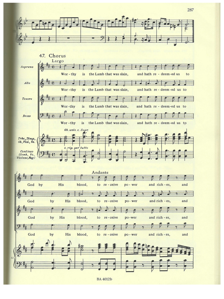 Handel Worthy Is The Lamb Amen Pdf