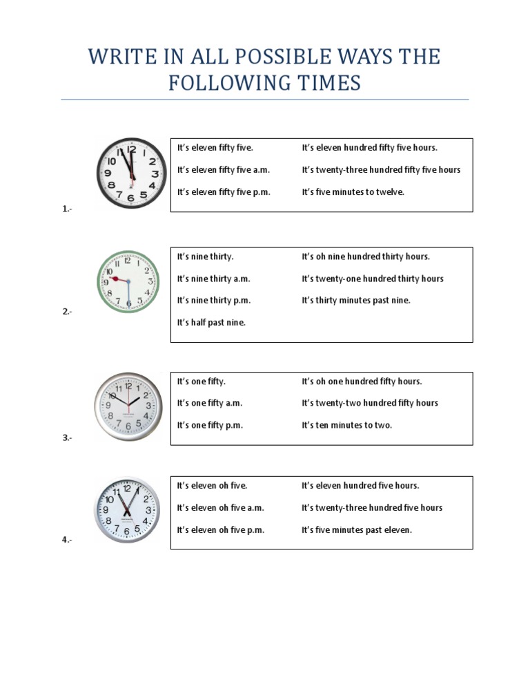 Ways to Express Time in English | PDF | Language Arts & Discipline ...