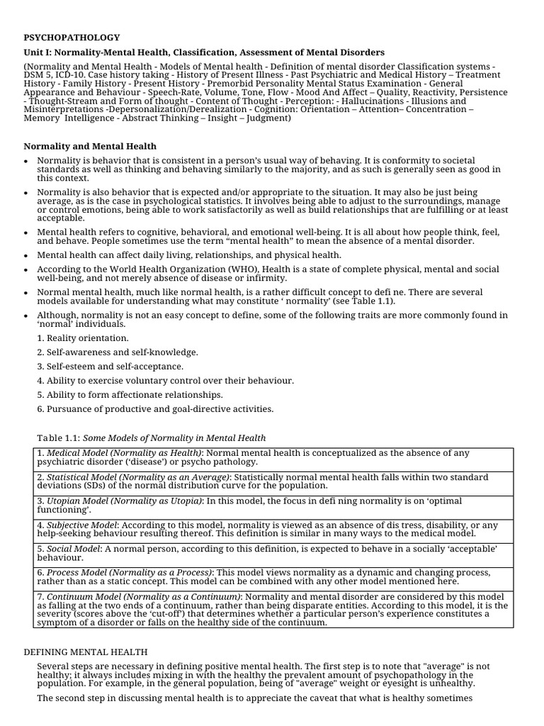 Understanding Mental Health Models | PDF