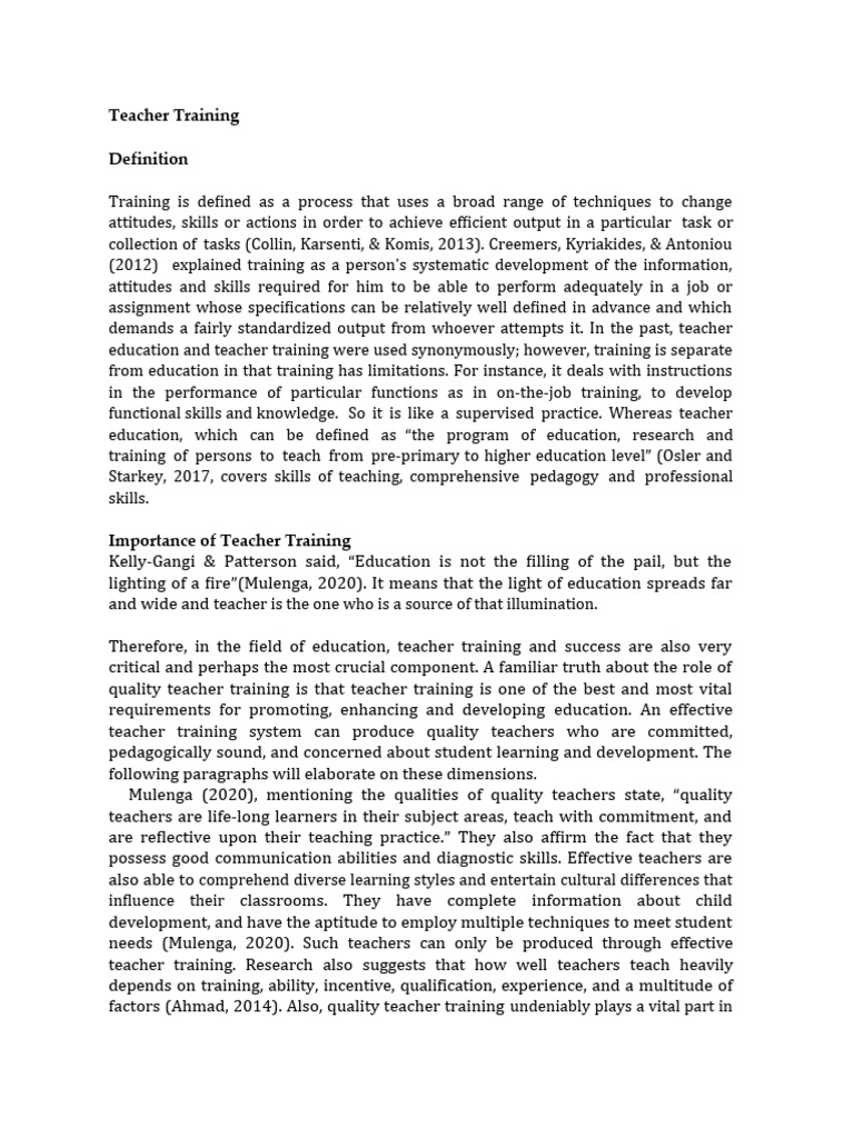 Teacher Training | PDF