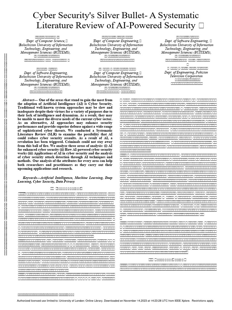 Cyber Securitys Silver Bullet - A Systematic Literature Review of AI-Powered Security | PDF ...