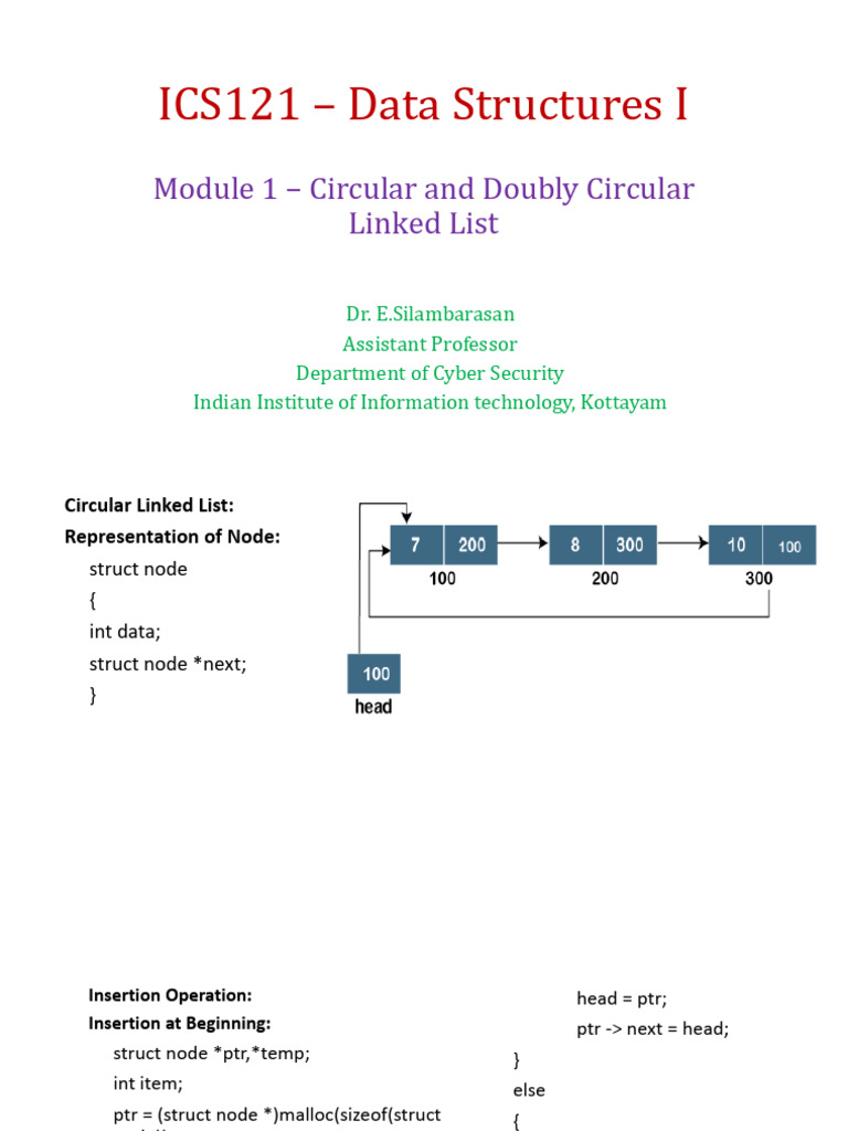ICS121 - Data Structures I - Circular and Doubly Linked List | PDF | Data Management | Data