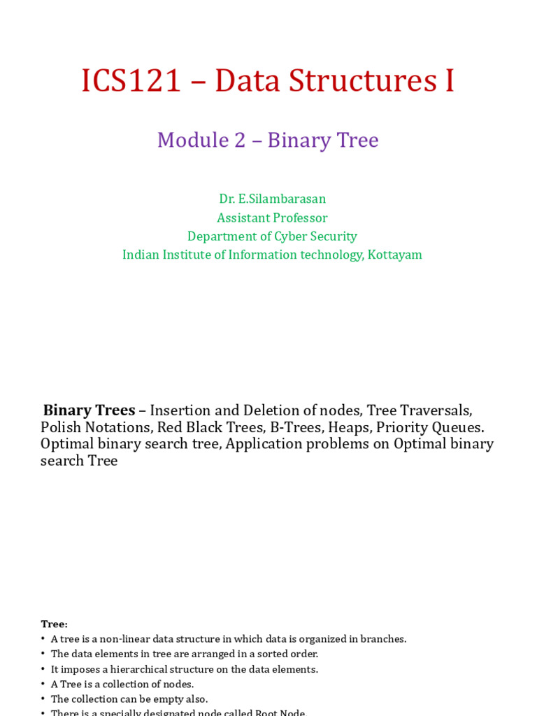 ICS121 - Data Structures I - Module 2 - Tree | PDF | Computing | Theoretical Computer Science