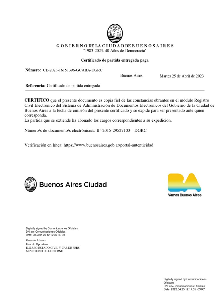 Certificado Gedo | PDF