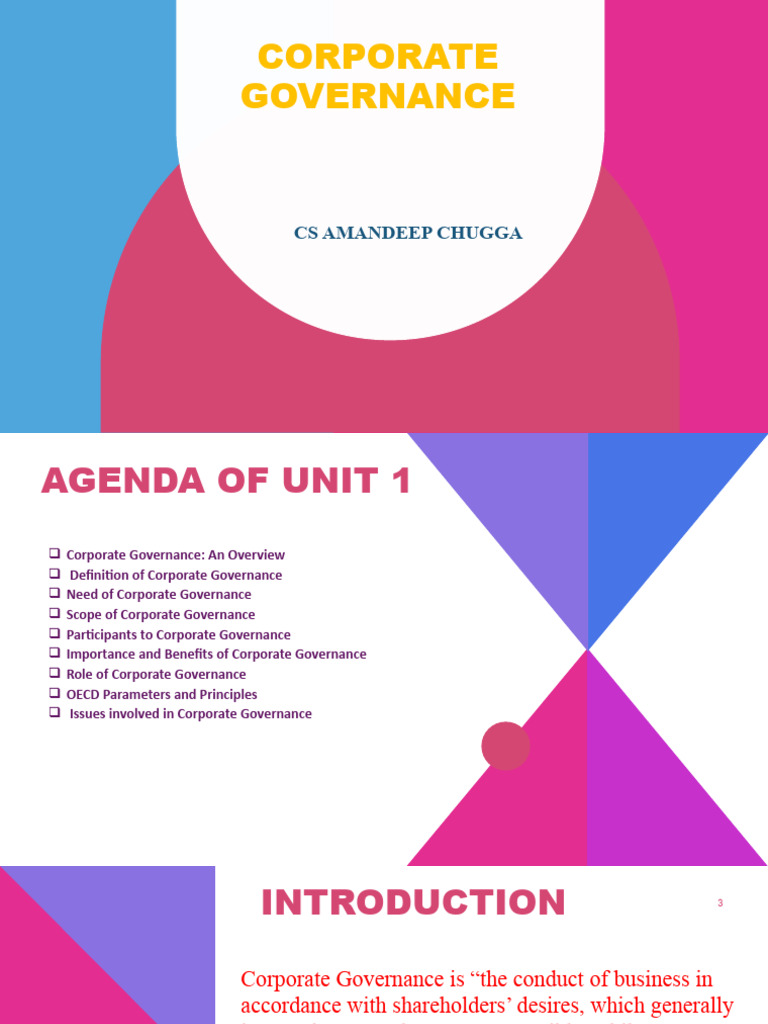 Unit 1 Corporate Governance | PDF | Corporate Governance | Internal Control