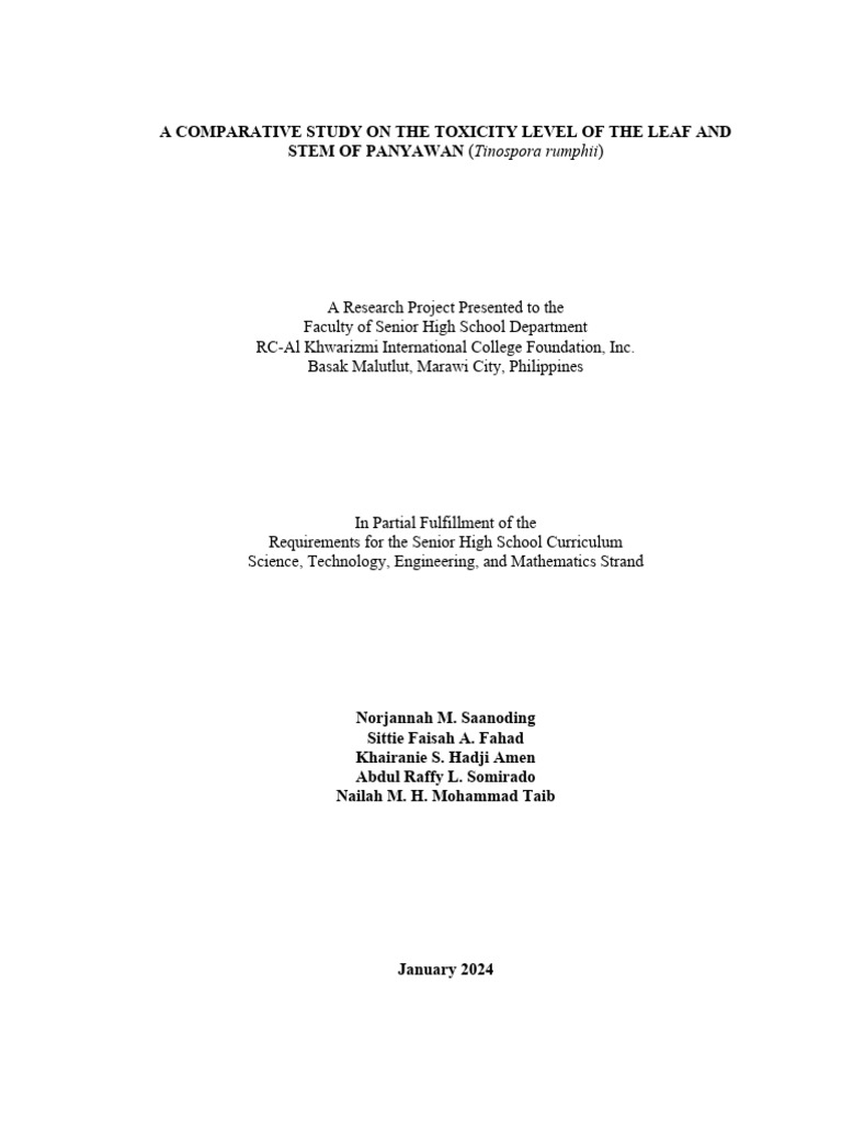 Toxicity of Panyawan Extract Chapter 1 3 | PDF | Home & Garden | Wellness