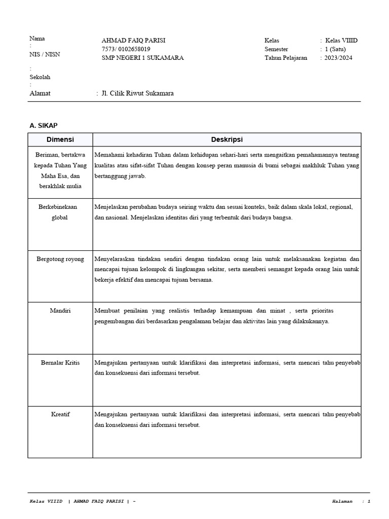 Rapor - AHMAD FAIQ PARISI - 20231 | PDF