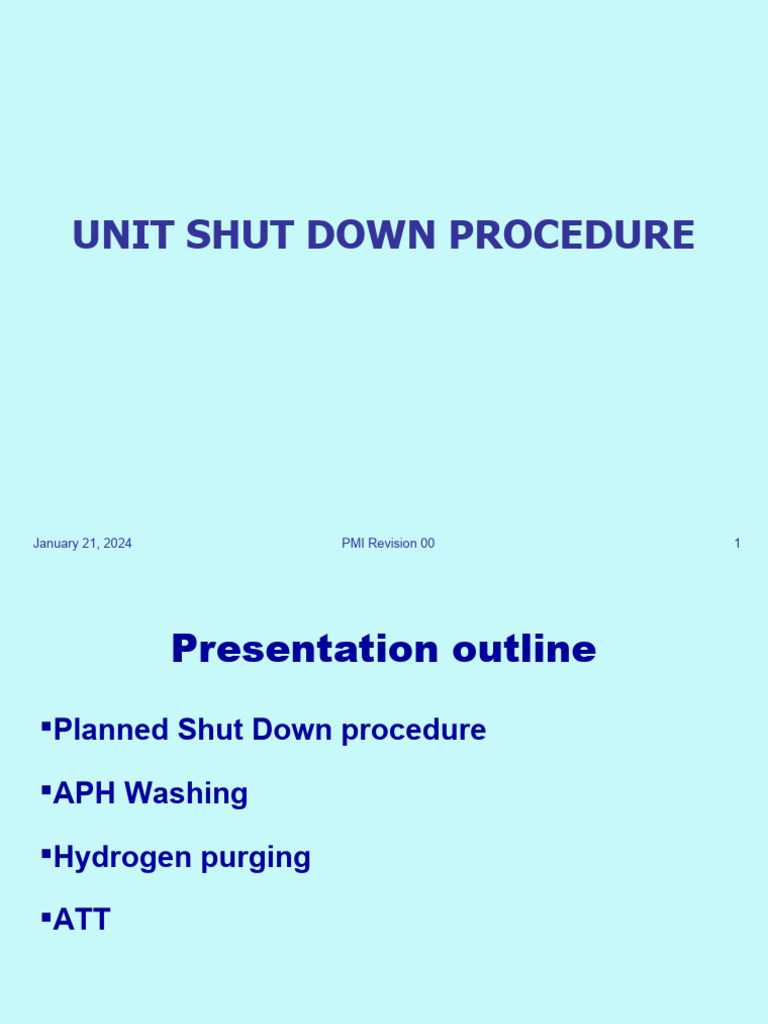 1unit Shut Down Procedure | PDF | Boiler | Valve
