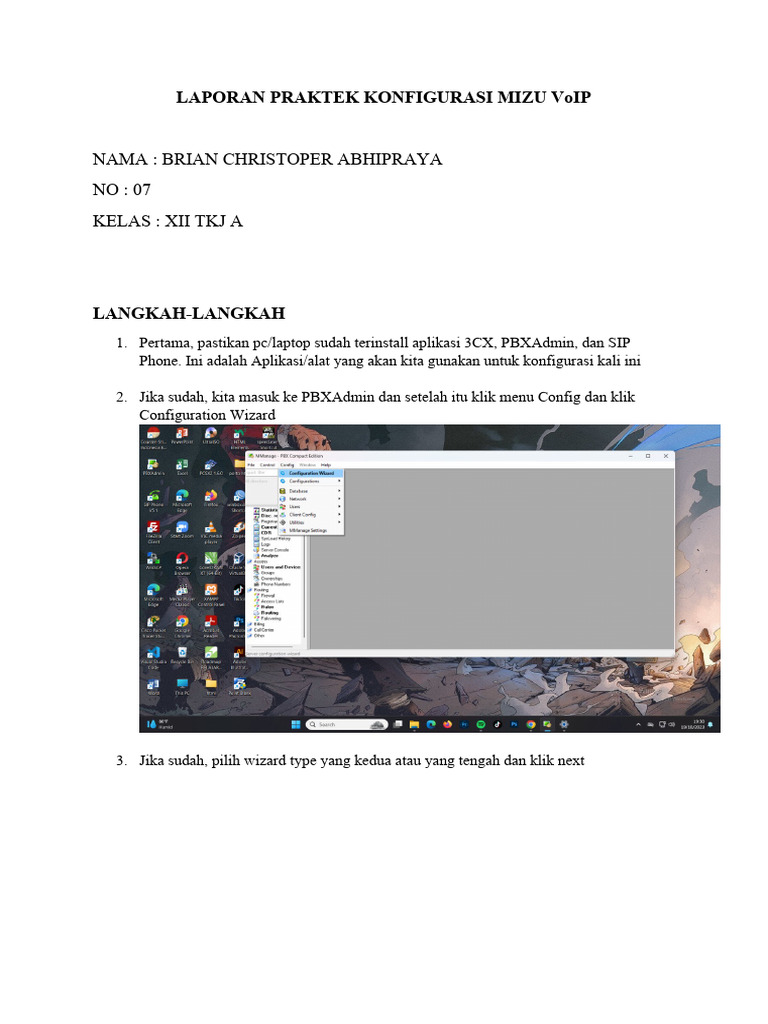LAPORAN PRAKTEK KONFIGURASI MIZU VoIP BRIAN C | PDF
