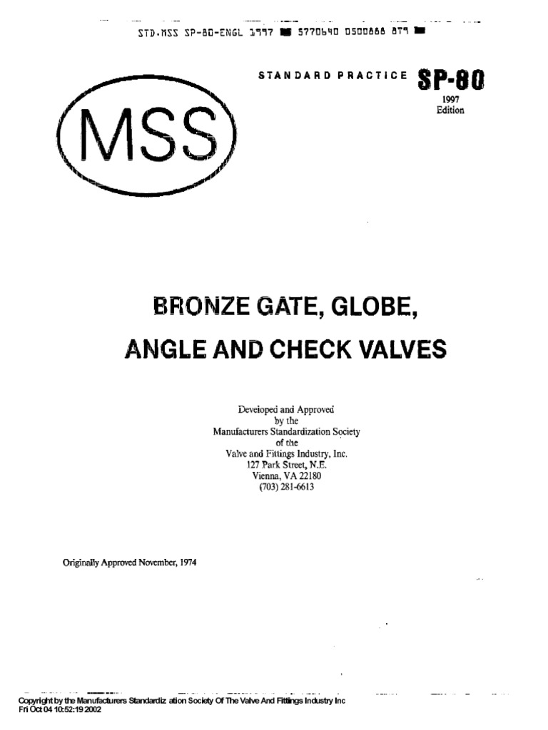 MSS SP-80-1997 | PDF