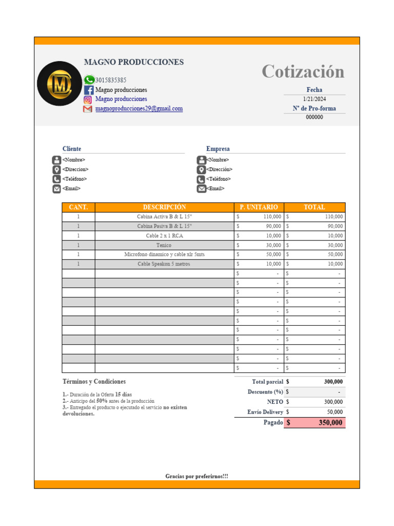 Formato Cotización - Proforma | PDF | Industrias de servicio