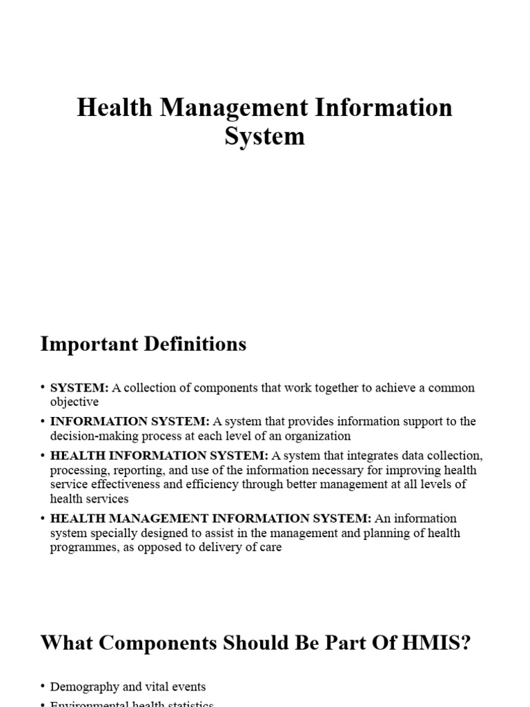 Lecture 12 Health Management Information System | PDF | Health ...