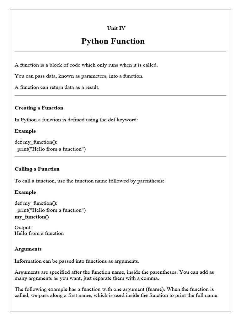 Python Unit 4 | Download Free PDF | Parameter (Computer Programming ...