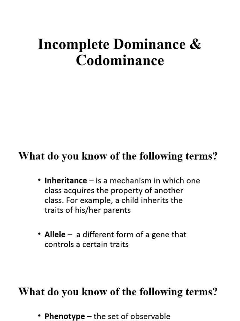 Codominance vs. Incomplete Dominance | PDF