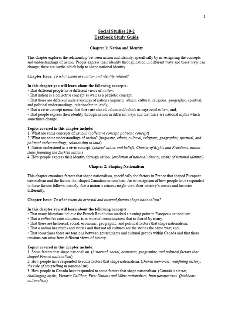 Social 20-2 Final Exam Study Guide | PDF | Nationalism | Nation