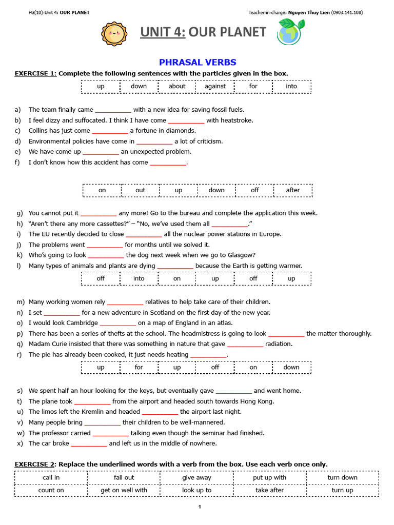 UNIT 4-OUR PLANET (Practice) | PDF | Greenhouse Effect | Coral Reef