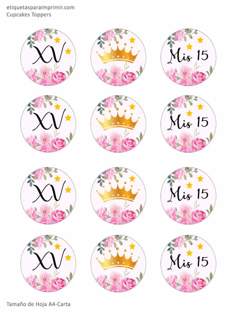 Etiquetas de XV Anos para Editar e Imprimir 3 | PDF