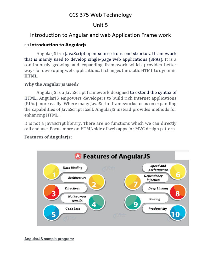 CCS 375 Web Technology | PDF | Angular Js | Model–View–Controller