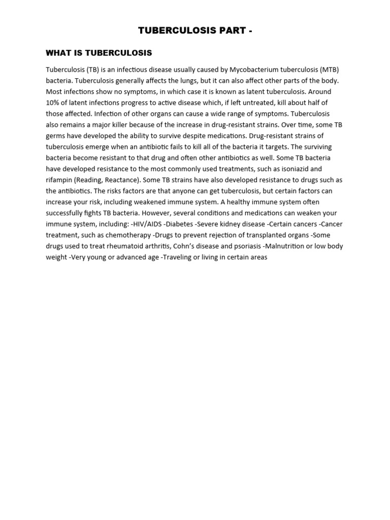 What is Tuberculosis | PDF | Tuberculosis | Infection