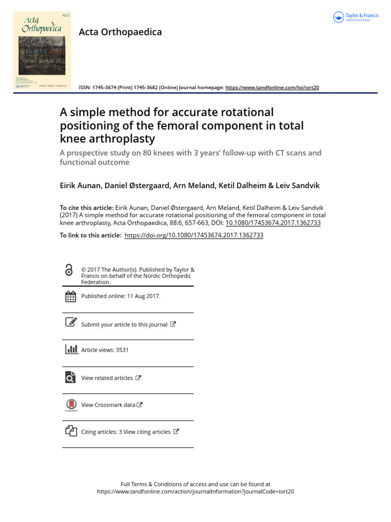A Simple Method For Accurate Rotational Positioning of The Femoral Component in Total Knee ...