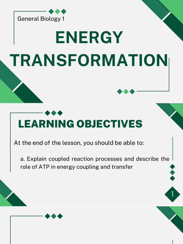 Energy Transformation | PDF | Cellular Respiration | Adenosine Triphosphate