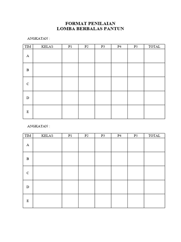 Format Penilaian Lomba Berbalas Pantun | PDF