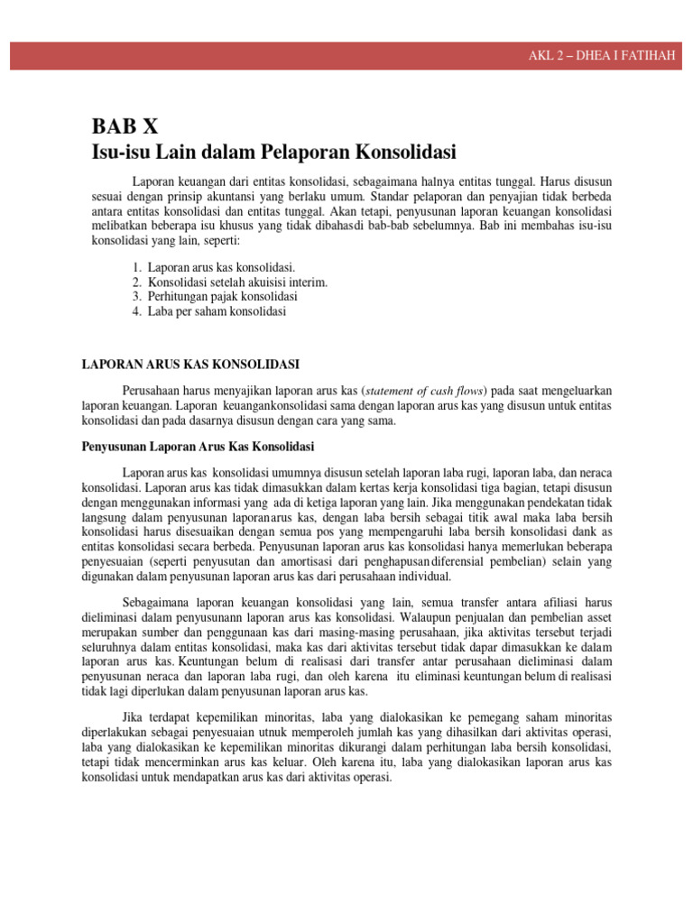 Bab 10 - ISU LAIN SEPUTAR LAPORAN KONSOLIDASI PDF | PDF
