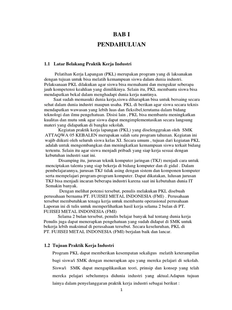 Bab 1 Laporan Refalia | PDF