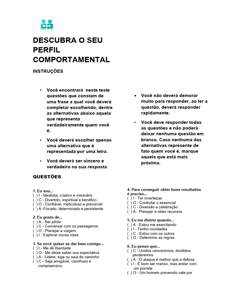 Perfil Comportamental TESTE | PDF