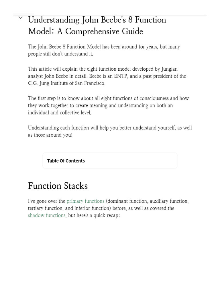 Understanding Beebe's 8 Function Model | PDF | Personality Type ...