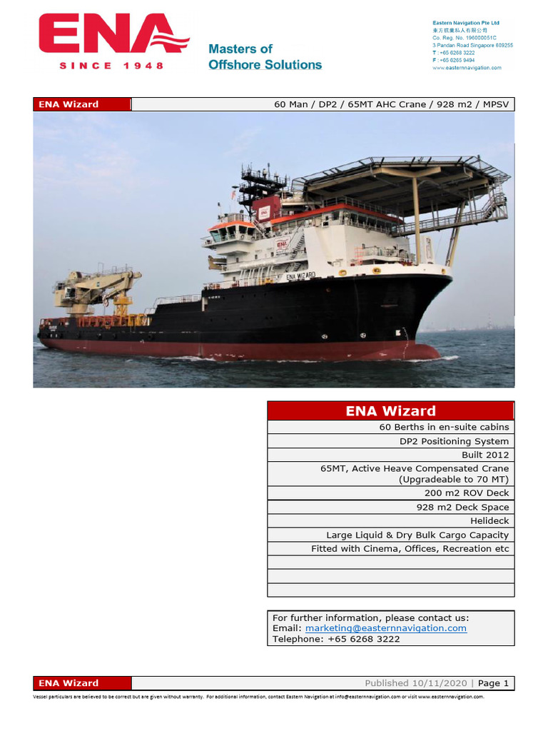 ENA Wizard Vessel Specifications | PDF
