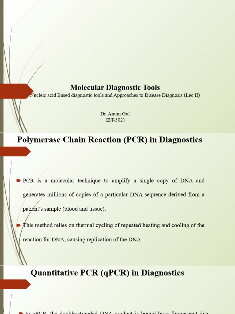 7 Molecular Diagnostics Lec II | PDF | Real Time Polymerase Chain Reaction | Polymerase Chain ...