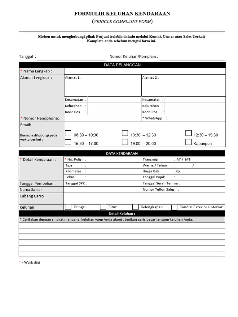 Form Komplain | PDF