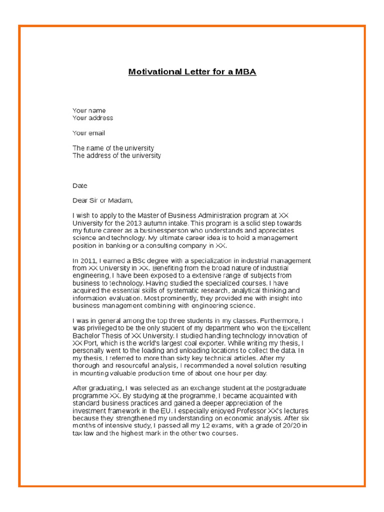 Motivation Letter For | PDF