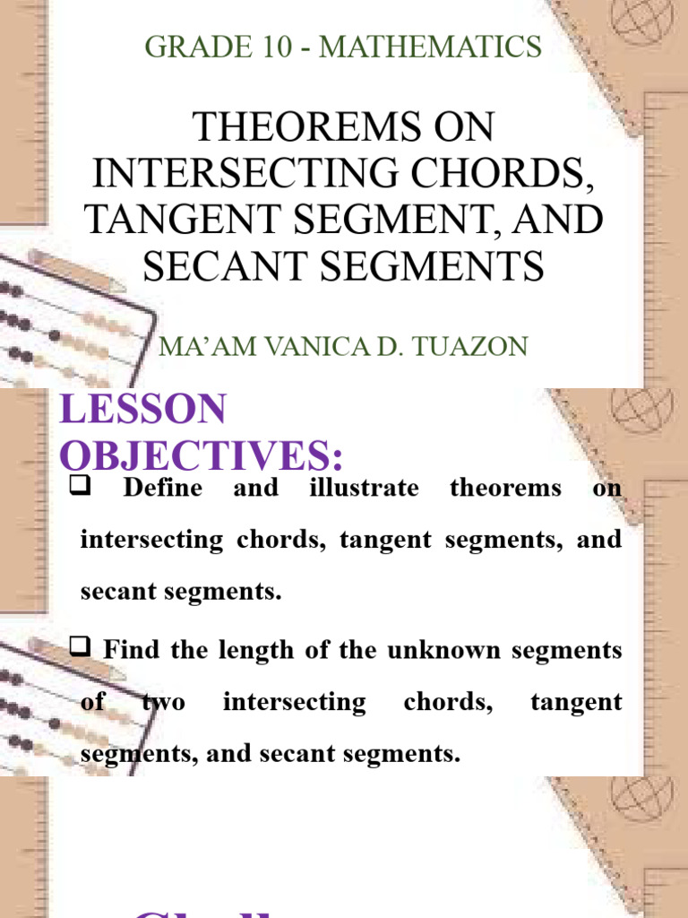 Chords and Segments Theorems | PDF | Trigonometric Functions | Tangent