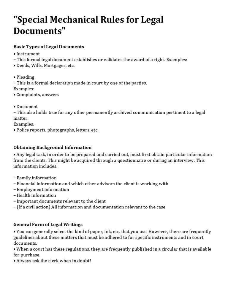 Special Mechanical Rules For Legal Documents | PDF | Complaint | Document