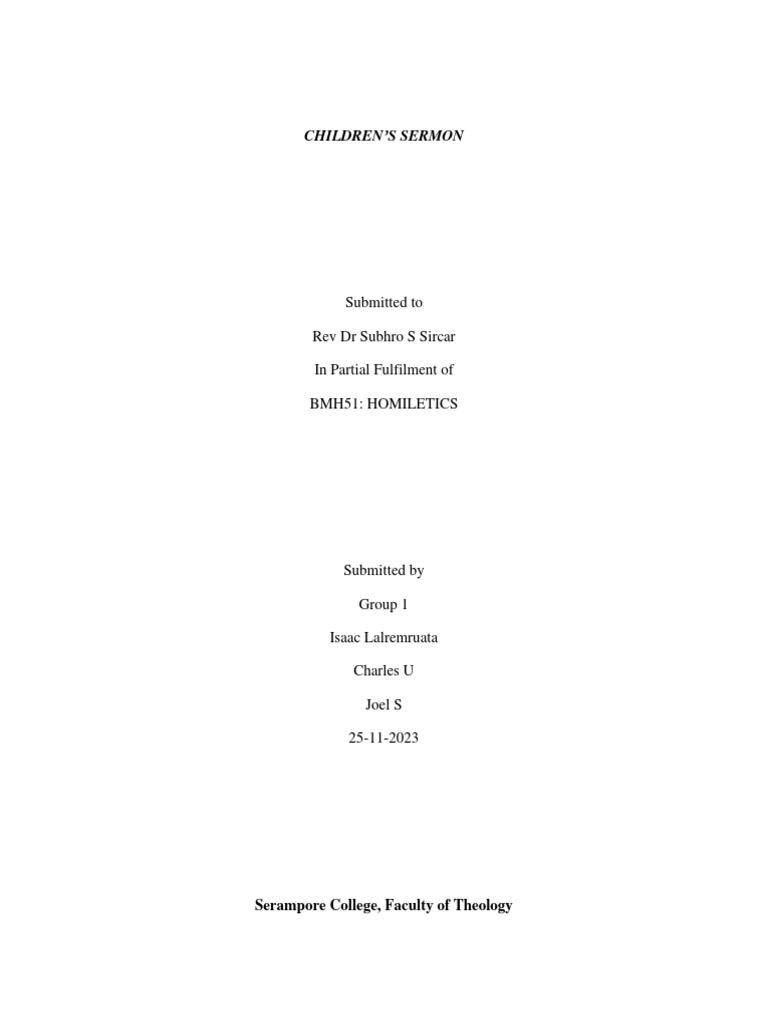 Children's Sermon Presentation For Homiletics | PDF