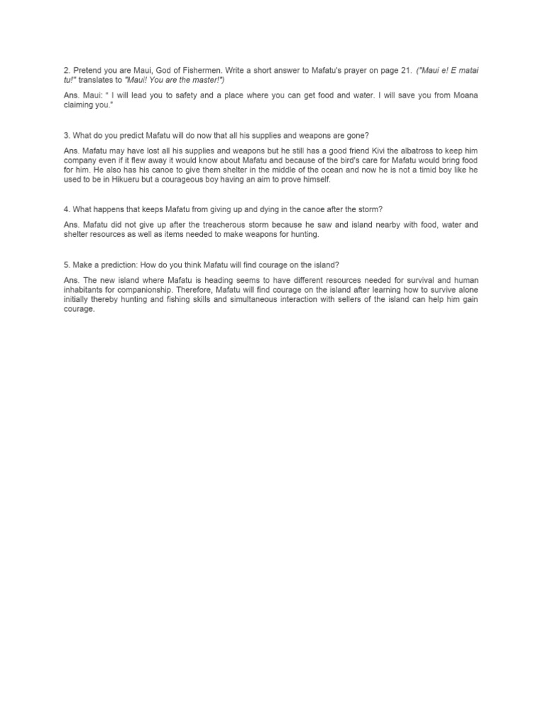Mafatu's Journey to Courage | PDF | Social Science | Home & Garden