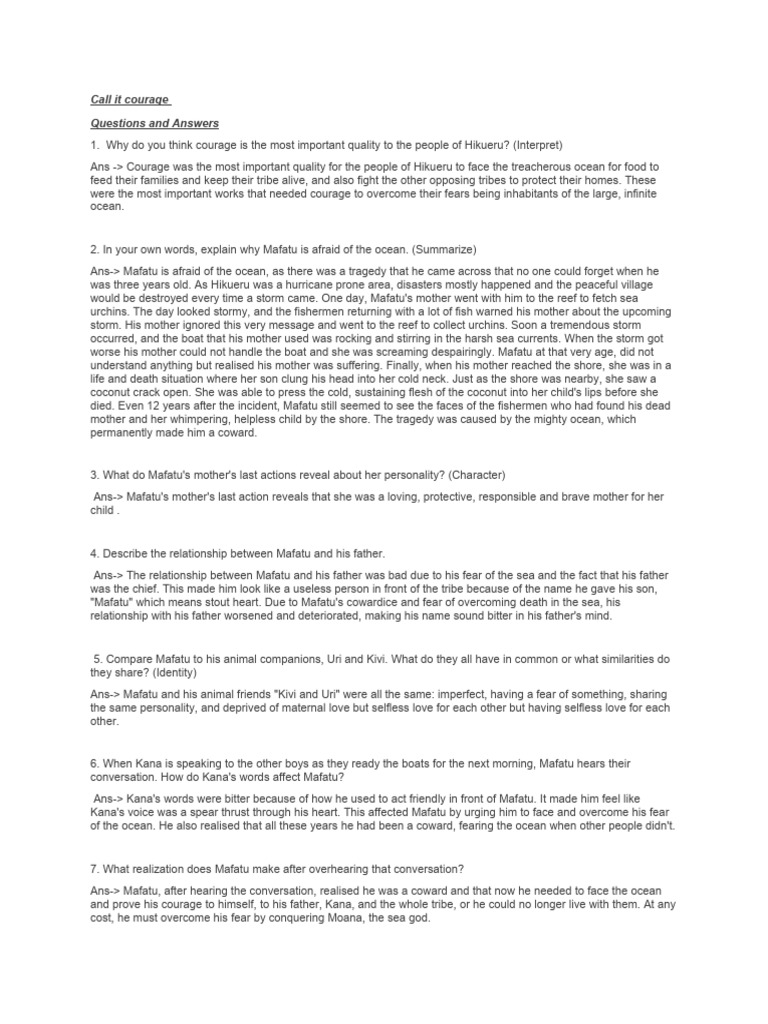 Call It Courage 6 | PDF