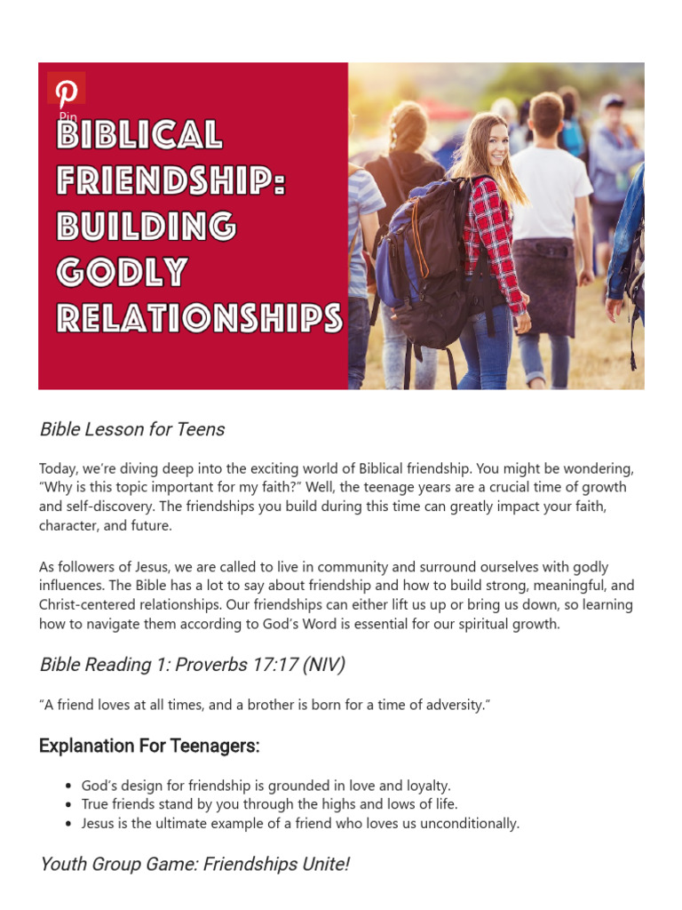 Biblical Friendship - Building Godly Relationships Proverbs 17 - 17 ...