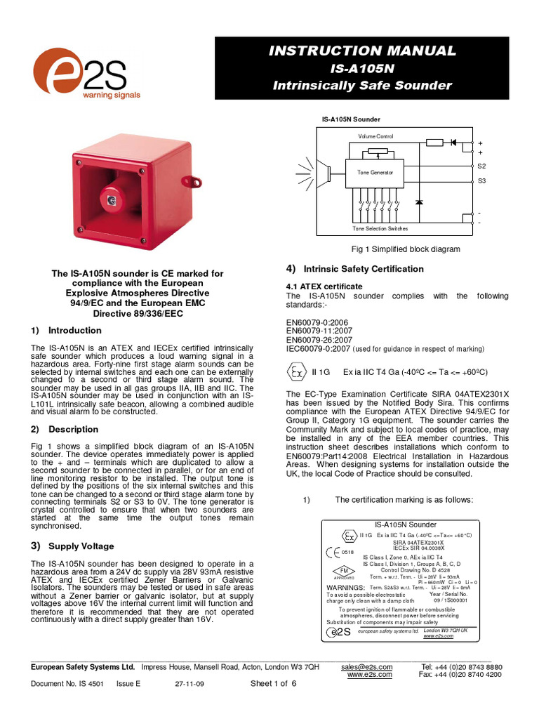 105 DB (A) Alarm Sounder (Indent Product) A105N-IS-in | PDF | Workplace ...