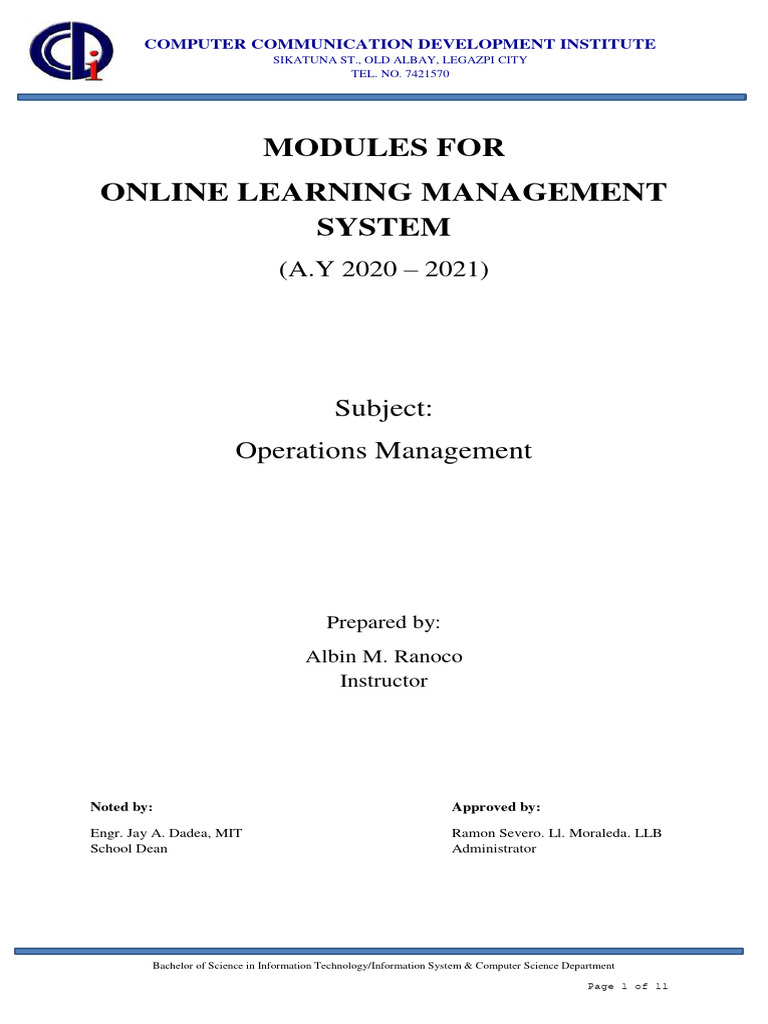 Operations-Management 1-4module cc101 Ccdi-1 PDF | PDF | Strategic ...