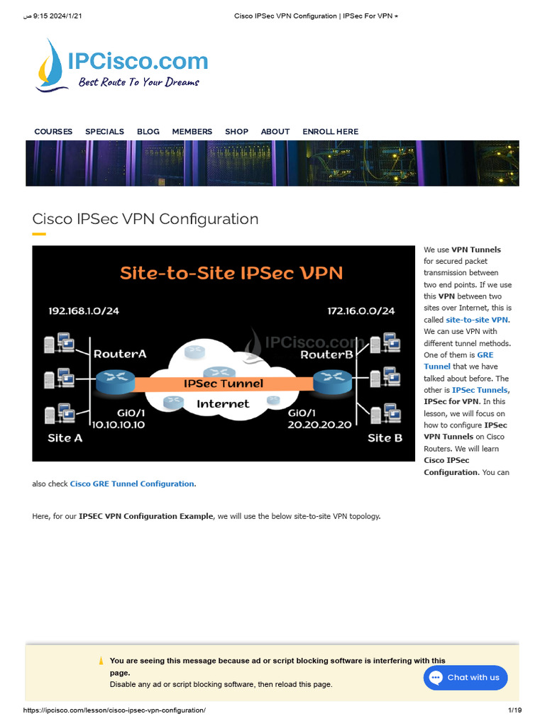 Cisco IPSec VPN Configuration - IPSec For VPN | PDF | I Pv6 | Virtual Private Network