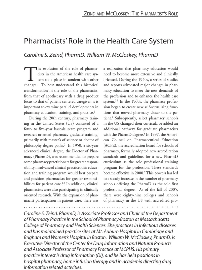Pharmacist Role in Health Care System | PDF | Pharmacy | Pharmacist