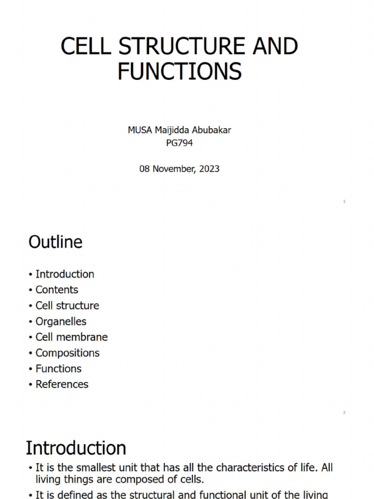 Cell Structure and Functionss | PDF