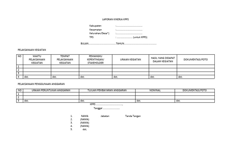 Laporan Kinerja KPPS | PDF