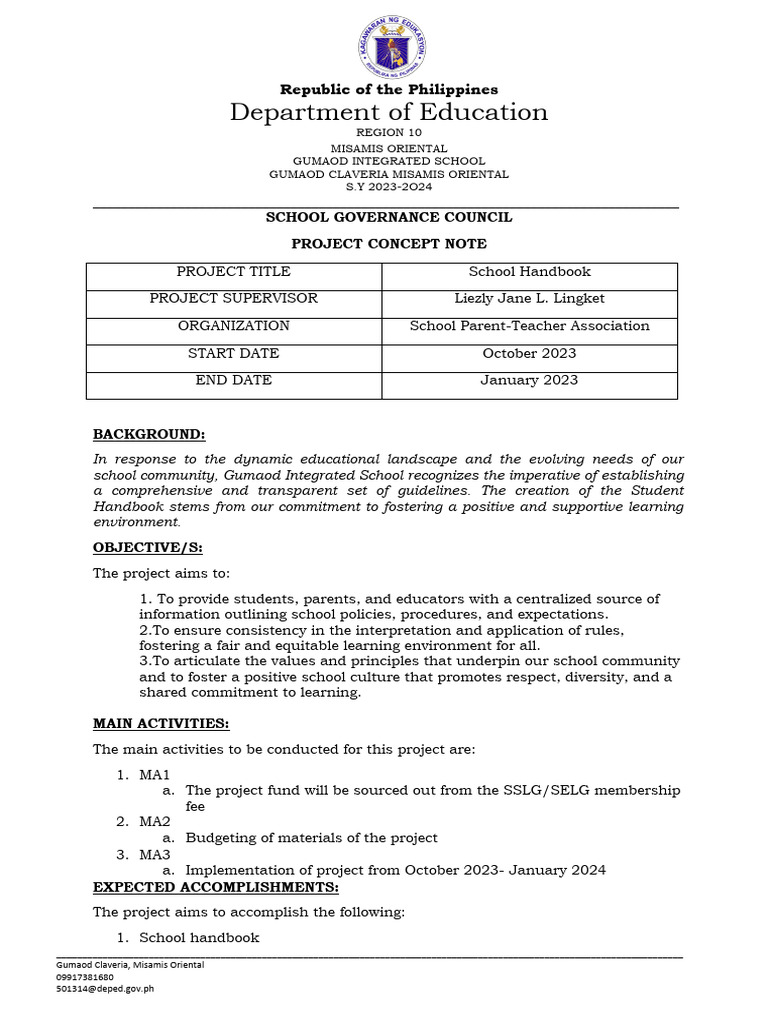 SGC Concept Note - Project Brief Template | PDF