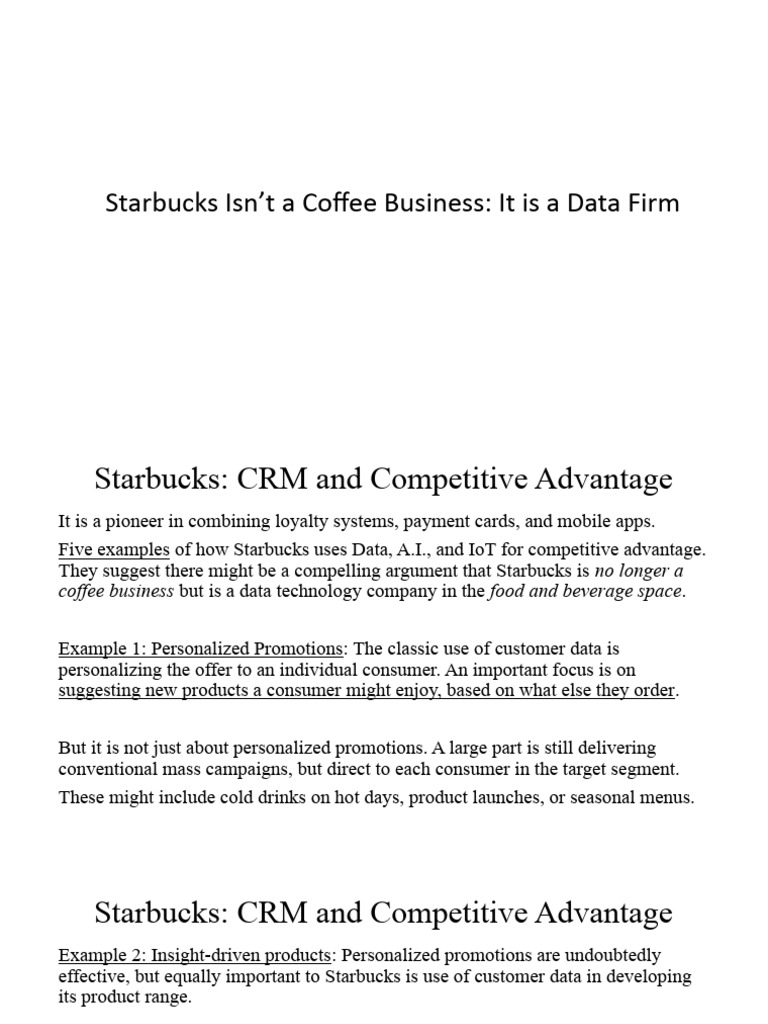 Starbucks Isn't A Coffee Business - CRM | PDF | Starbucks | Customer ...