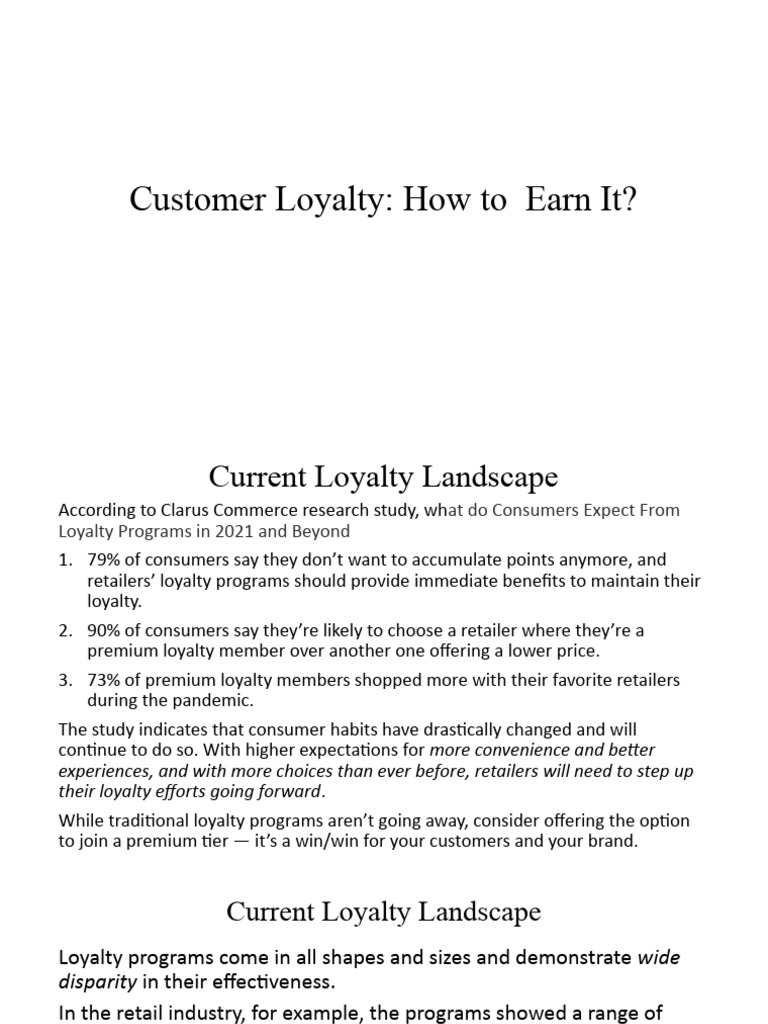 Customer Loyalty_How to Earn It | PDF | Loyalty Program | Retail